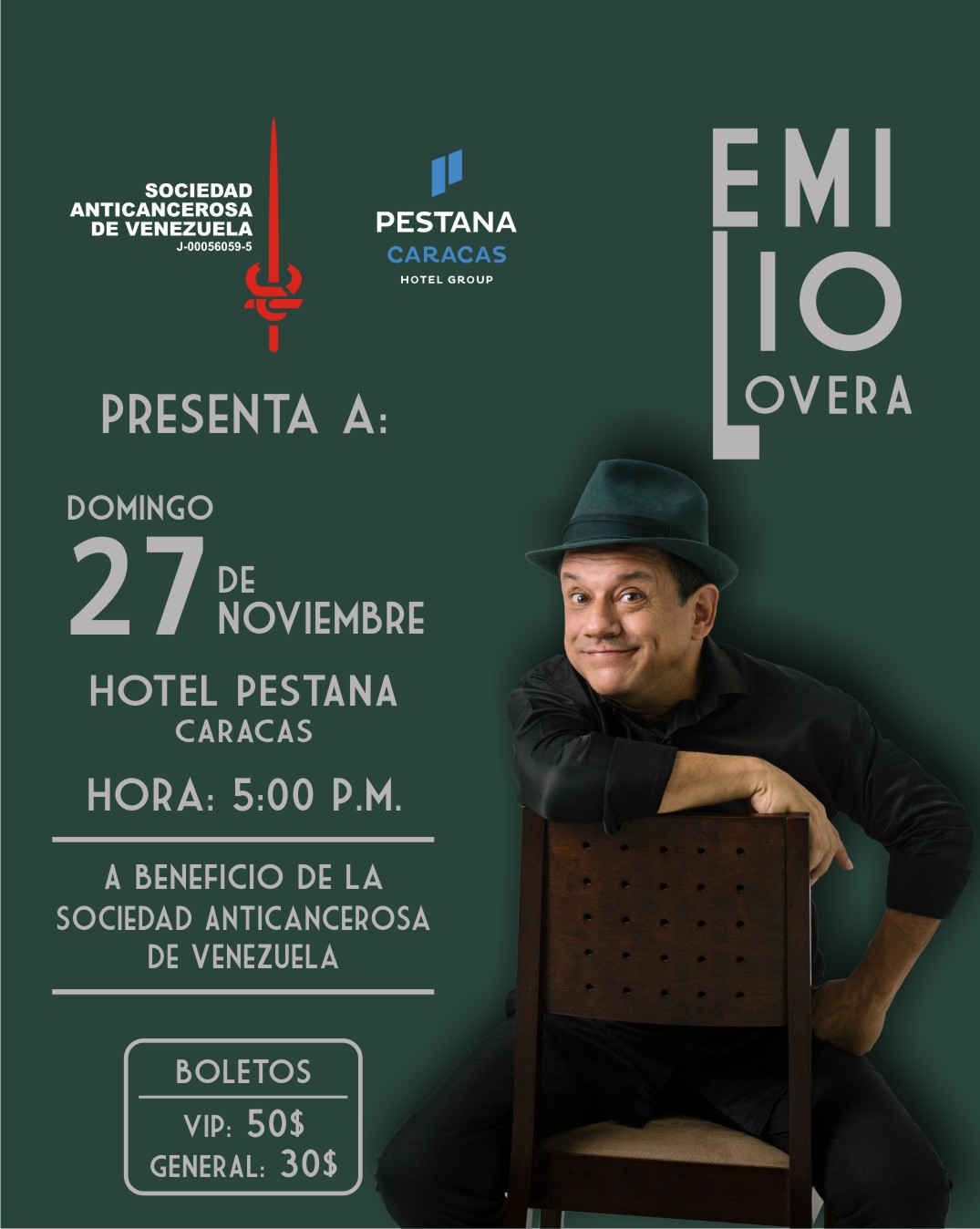 Llega el Show de Emilio Lovera a beneficio de la SAV Enterate24.com